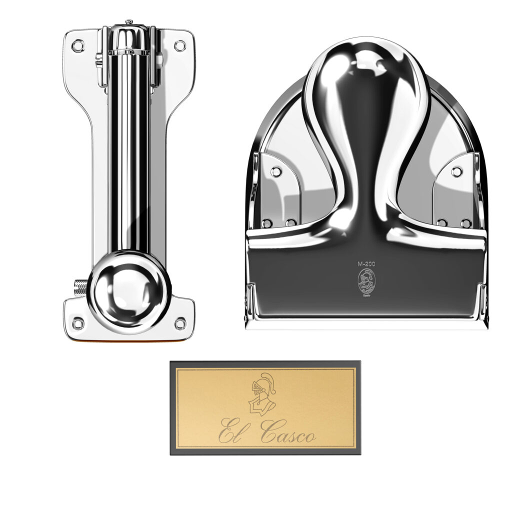 M-15 Desk Stapler & M-200 Hole Punch, shiny chrome Set - El Casco